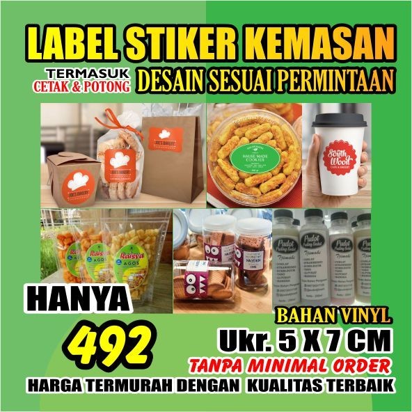 Jual Label Botol Plastik Dus Makanan Stiker Nama Logo Foto 5x7 CM ...
