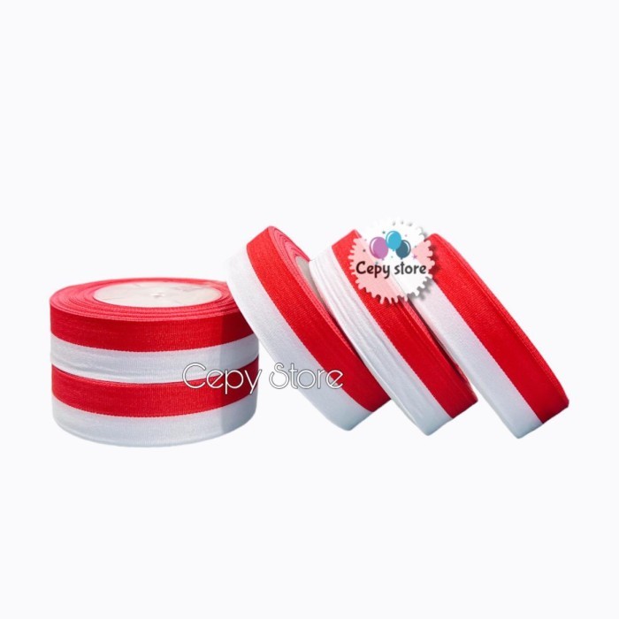 Jual ^^^^^] Pita Satin Merah Putih Ukuran 1 inch / Pita Merah Putih 2 ...