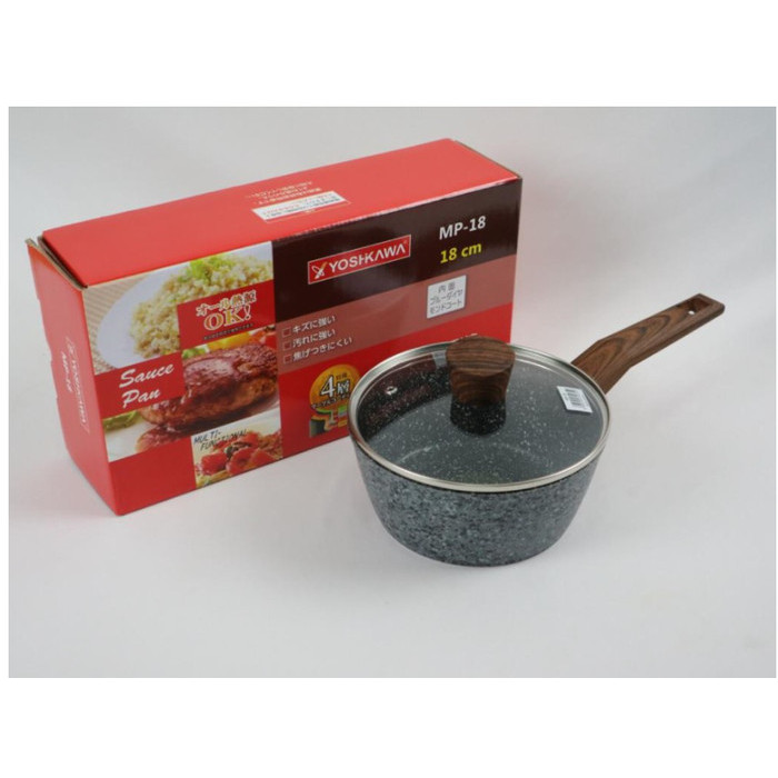 Jual Yoshikawa MP18 Marble Panci + Tutup kaca [Sauce Pan] Ukuran 18Cm ...