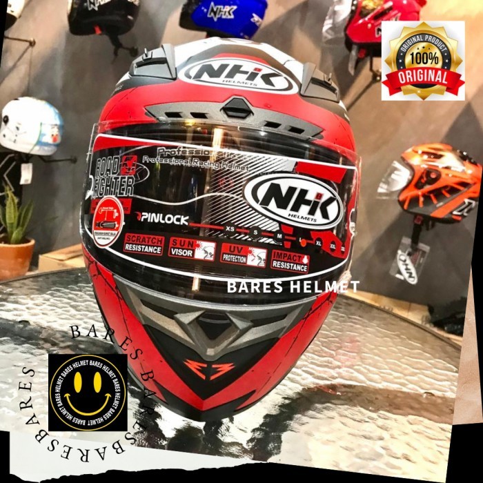 Jual Helm Nhk Rx9 Raven Black Red Orange Doff Full Face Double Visor ...