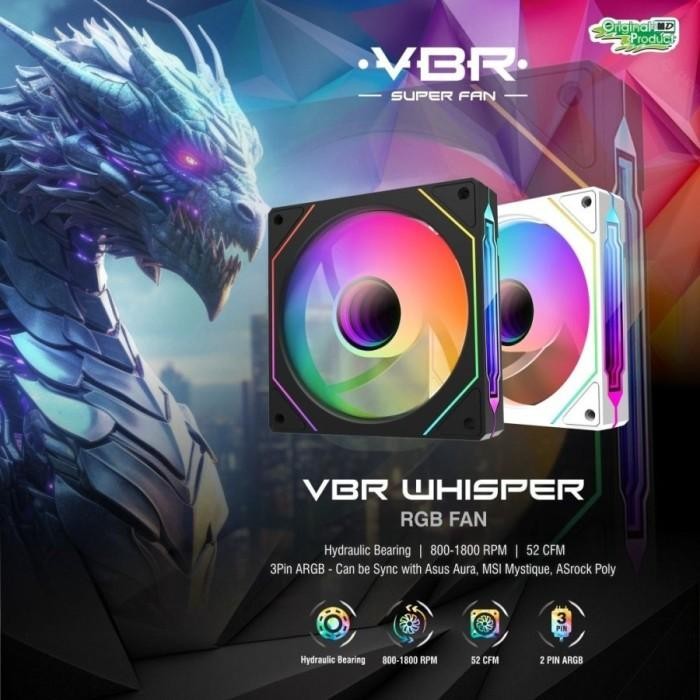 Jual VBR WHISPER ARGB 120MM 3PIN 5V - FAN CASE CASING PC 12CM - BLACK ...