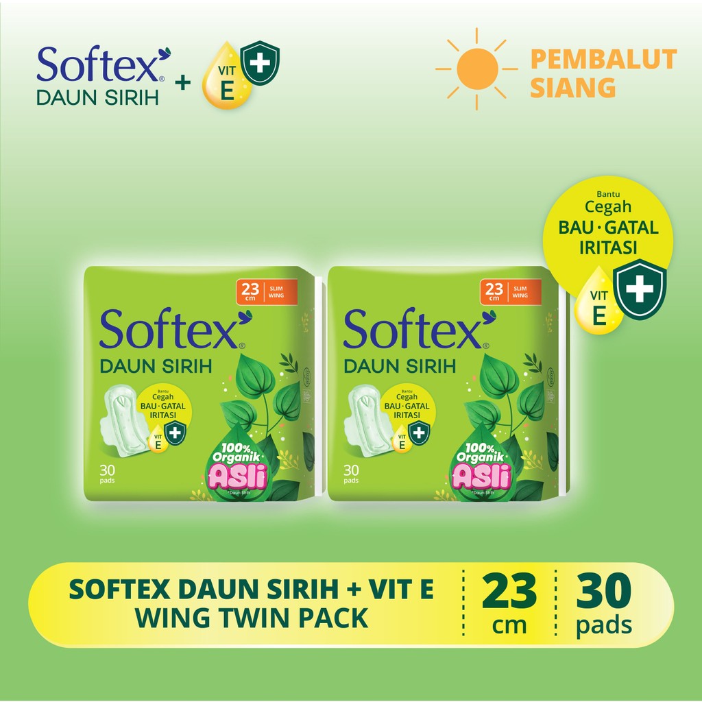 Jual Softex Daun Sirih + Vitamin E Jumbo Pack 23cm 30s x 2 Pack ...