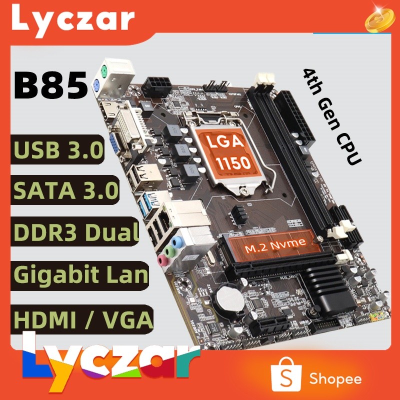 Jual B85 Desktop Motherboard Nvme M.2 LGA 1150 untuk generasi ke-4 i3 i5 i7 CPU Gaming PC mATX ...