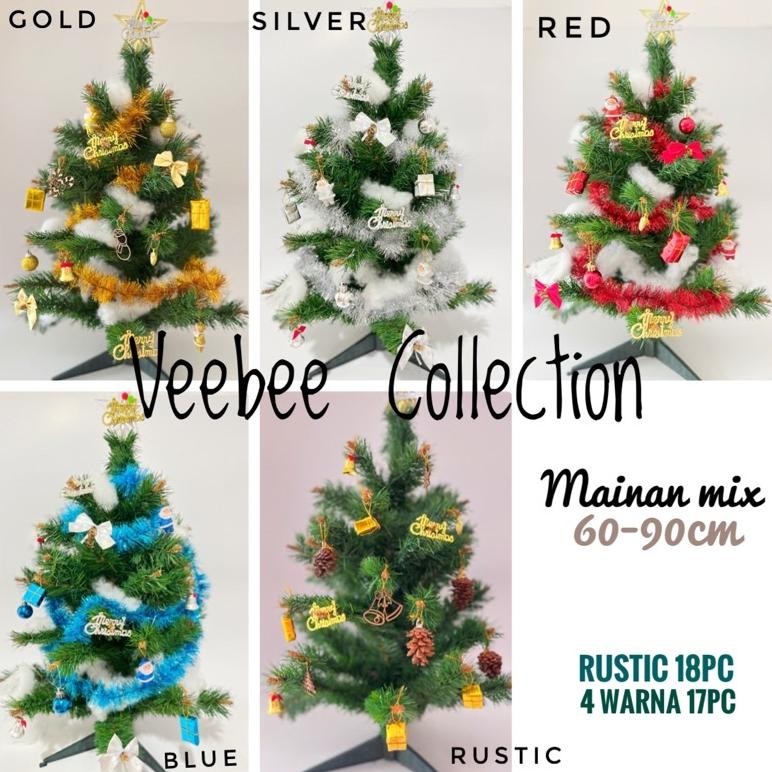 Jual ORIGINAL Pohon natal PVC 60cm + hiasan mainan set lengkap penuh ...