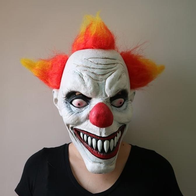 Jual Topeng Badut Seram Scary Clown Joker Rambut Api Halloween Limited ...