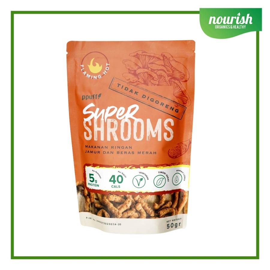 Jual Ppuff Supershrooms Snack Jamur dan Beras Merah ( Flaming Hot ) 50g ...