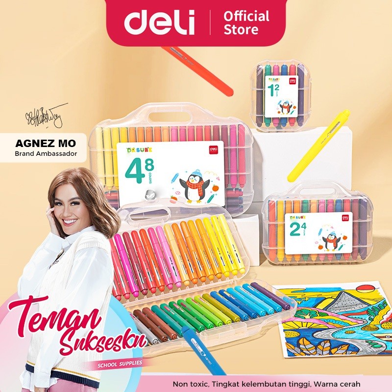 Jual Deli Genius Felt Pen / Spidol Mewarnai 12/24/36/48 Warna Conical ...