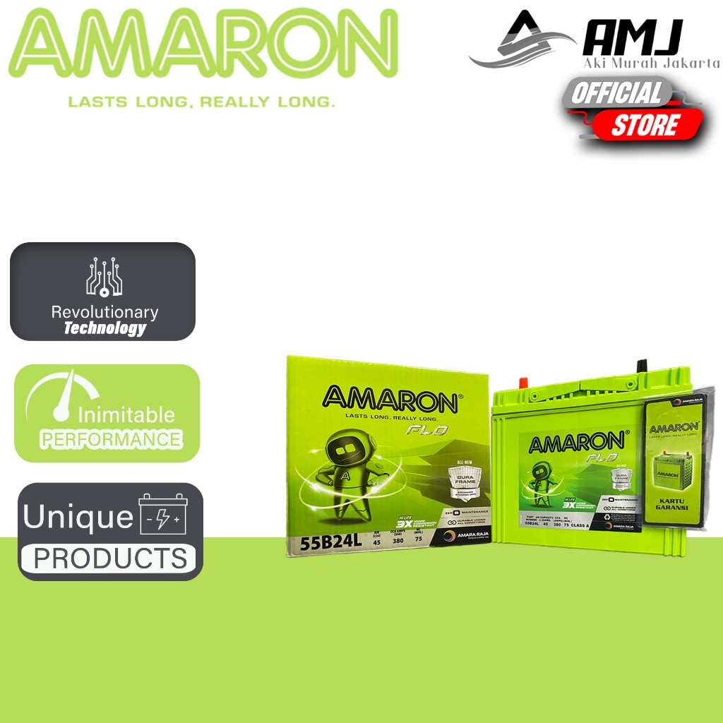 Jual Amaron Hi Life Flo Aki Kering Mobil Toyota Corolla 55B24L / NS60L 12V / 45Ah | Shopee Indonesia