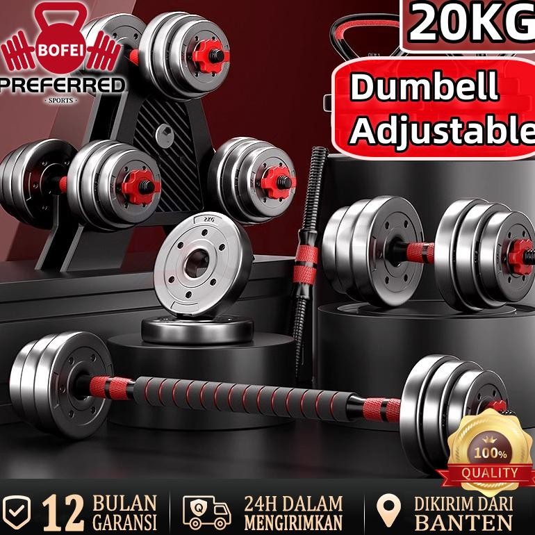 Jual we-12 Bofei Dumbbell barbel Set 20Kg PVC Peralatan Fitness Adjustable Alat Olahraga Beban ...
