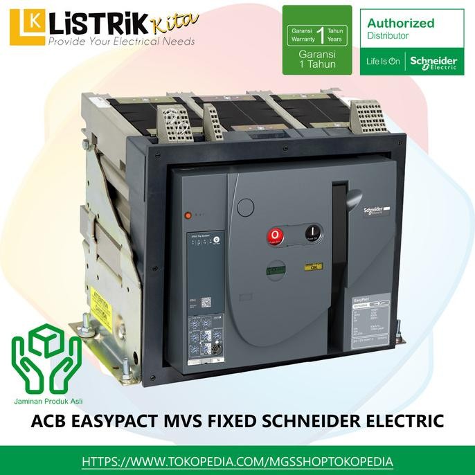 Jual ACB SCHNEIDER MVS 2000A H 65KA 4P MANUAL FX TYPE ETA2I - MVS20H4MF2A ORIGINAL DAN ...