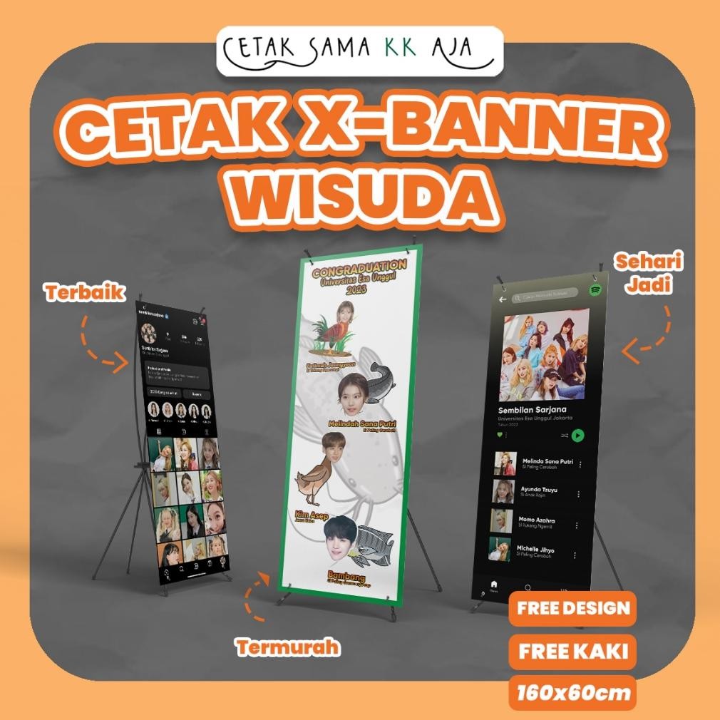 Jual ORIGINAL [FREE KAKI] CETAK X-BANNER 60 X 160 CM WISUDA GRADUATION ...