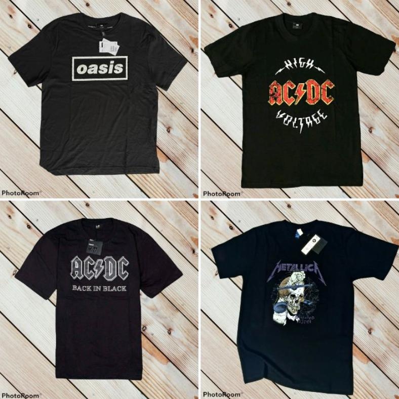 Jual Kaos Band H&M Oasis Kaos Band H&M Metallica Acdc | Shopee Indonesia