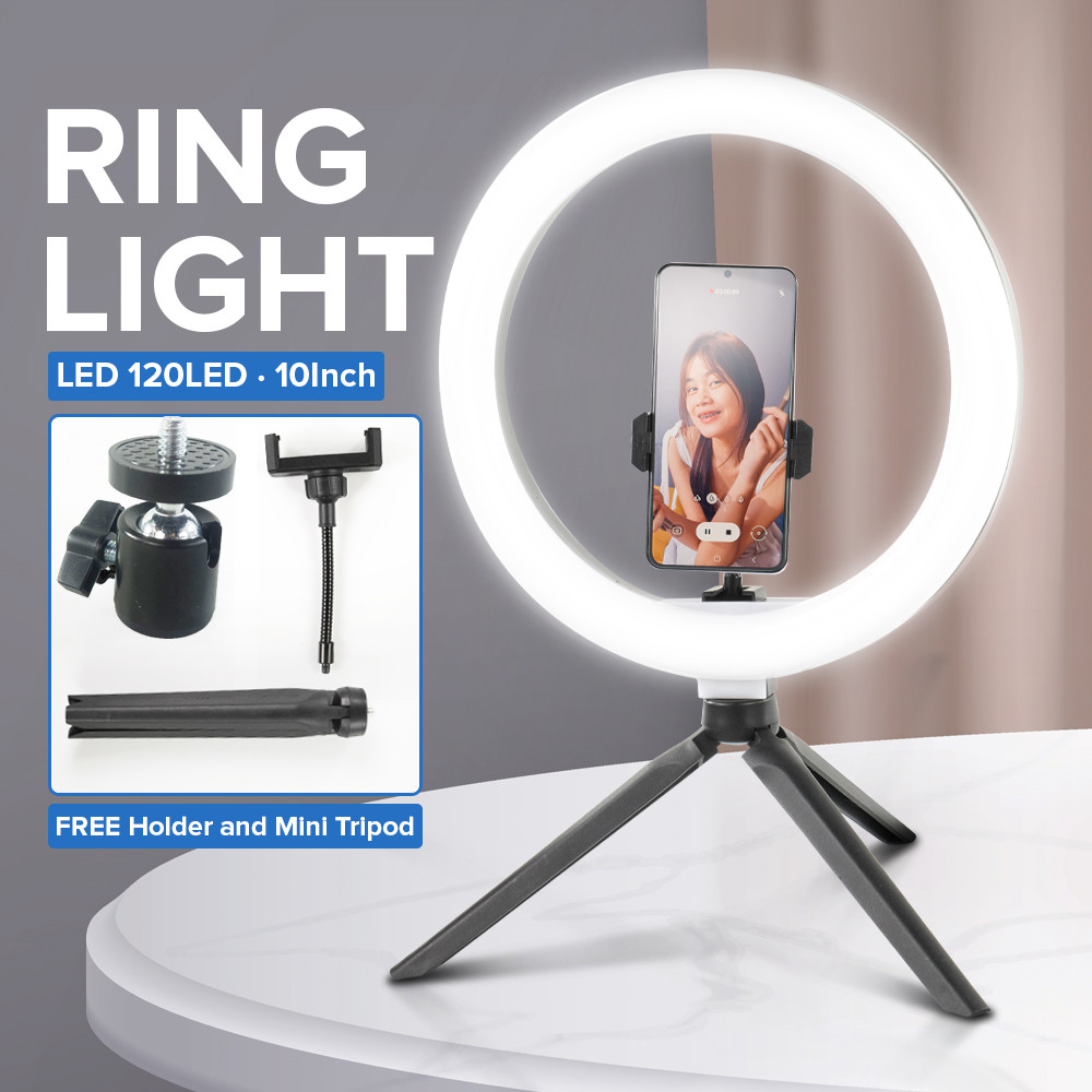Jual Ring Light 120 LED 10Inch Set + Holder and Mini Tripod | Shopee ...