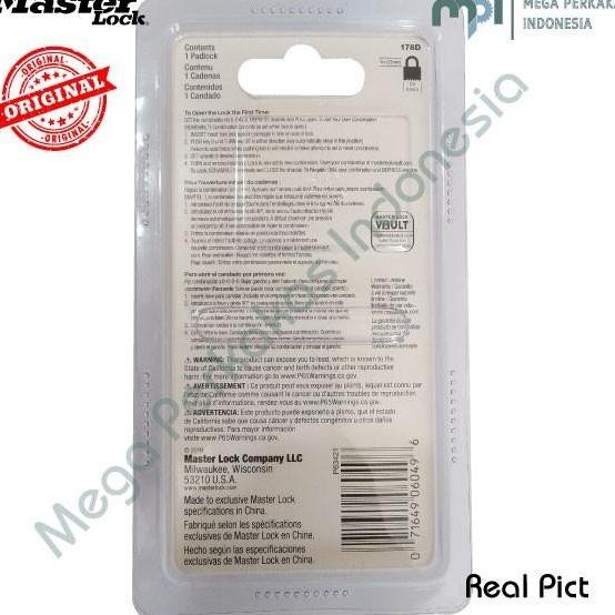 Jual NS GEMBOK MASTER LOCK 178 D SOLID BODY PADLOCK COMBINATION 50 MM ...