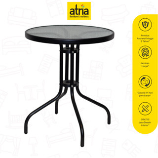 Jual Atria Meja Algrass Bulat Hitam Ruang Teras | Shopee Indonesia