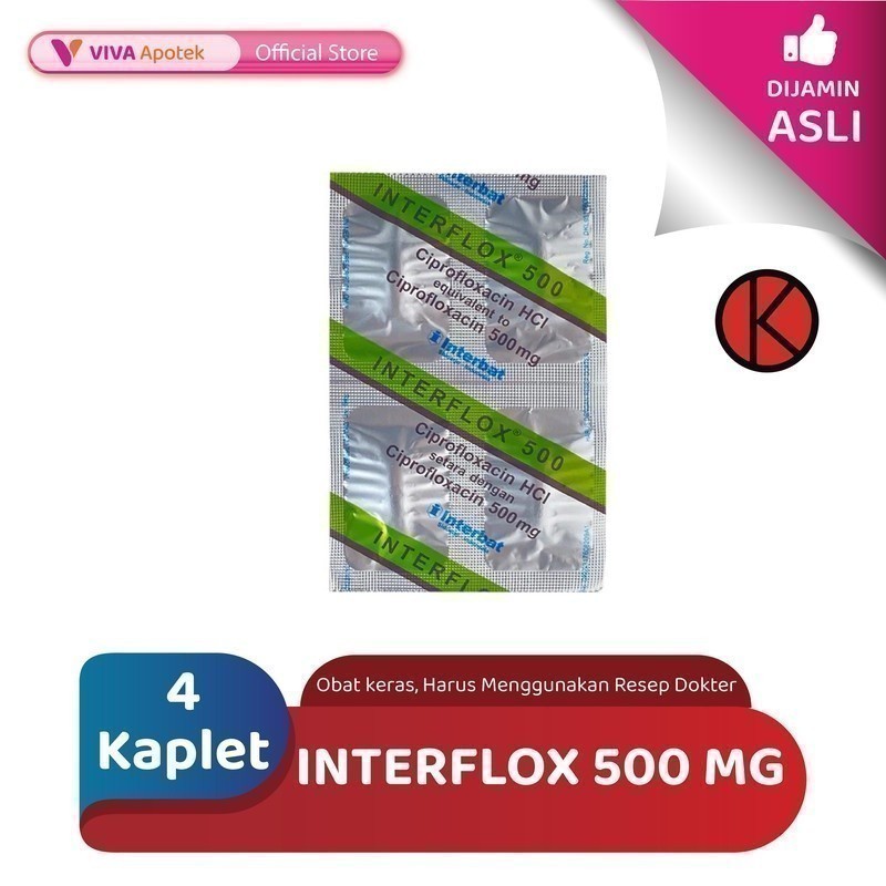 Jual Interflox 500 mg / Ciprofloxacin 500 mg / Infeksi (4 Kaplet ...