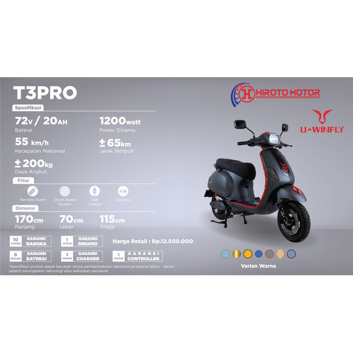 Jual UWINFLY MOTOR LISTRIK TYPE T3 PRO (DP) | Shopee Indonesia