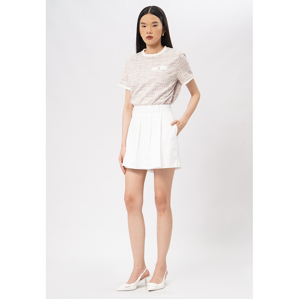 Jual Executive Pleated Mini Skort Off White | Shopee Indonesia