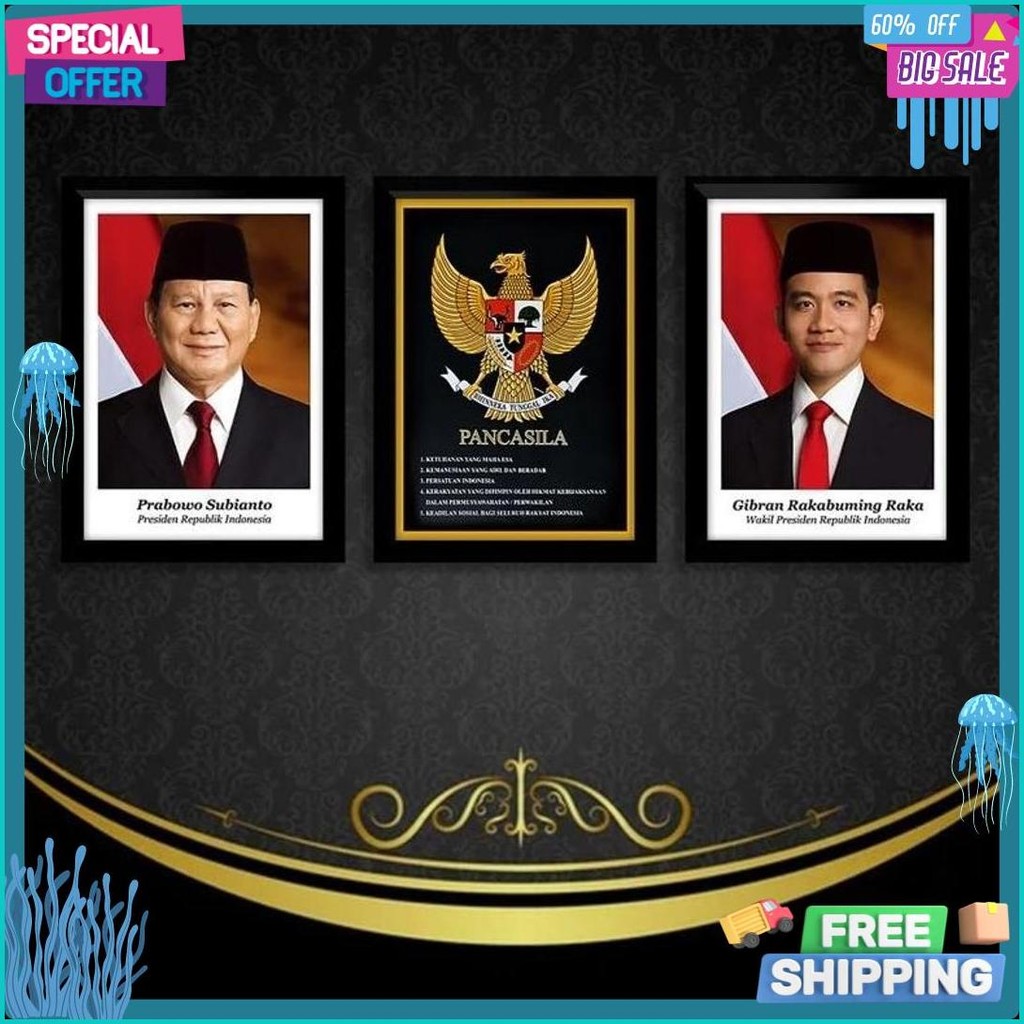 Jual Foto Presiden & Wakil Presiden / Prabowo-Gibran ( Tanpa Kaca ...