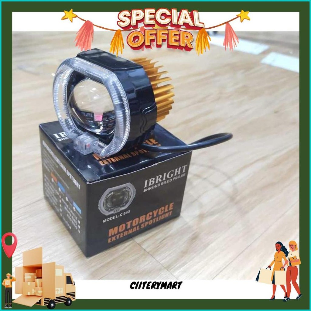 Jual Ibright - Projie Biled Cut Off Mini 2.5 Inc Jauh Dekat 30Watt Waterproof Plus Devil Ungu ...