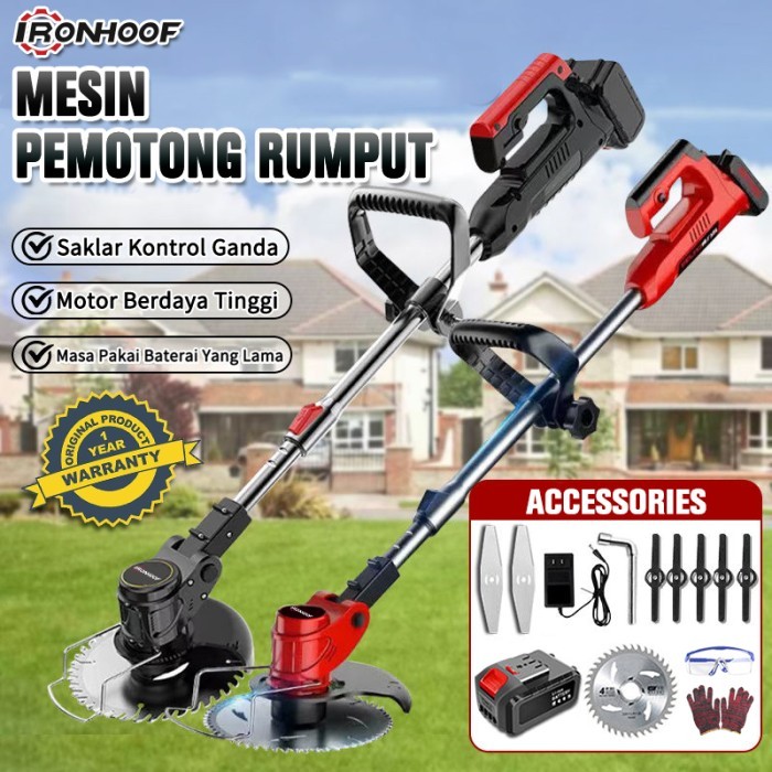 Jual Mesin Potong Rumput IRONHOOF Baterai 36V/48V Mesin Pemotong Rumput | Shopee Indonesia
