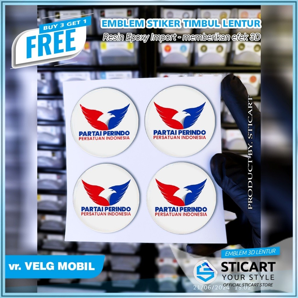 Jual EMBLEM PARTAI PERINDO TIMBUL 4Pcs VELG MOBIL 58 MM EMBLEM 3D ...