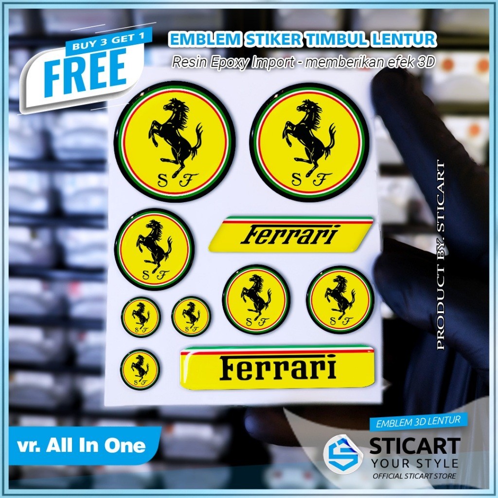 Jual EMBLEM FERRARI ITALIA TIMBUL STIKER MOTOR ALL IN ONE 3D EMBLEM ...