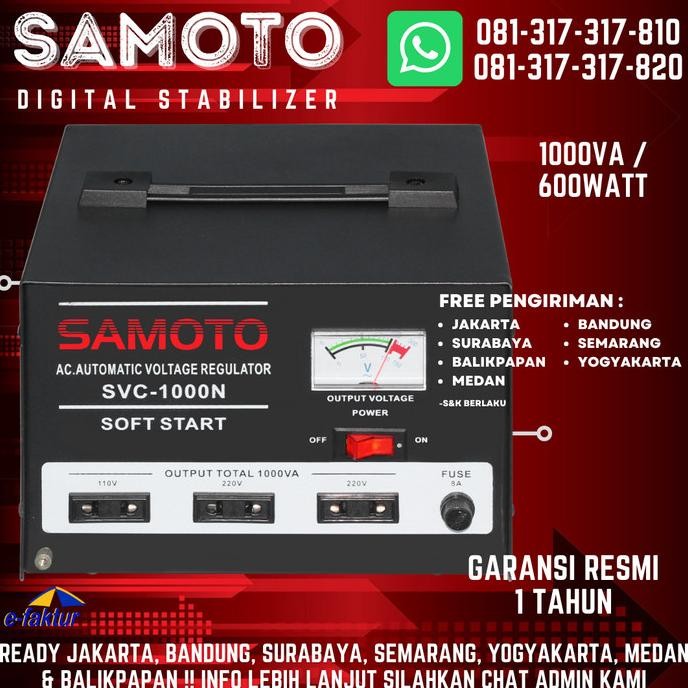 Jual STABILIZER SAMOTO 1000 VA / SMT1000N STAVOLT STABILISER 1000 ...