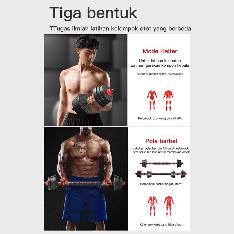 Jual Dumbel Barbel Set 20 Kg Latihan Beban Alat Fitness Angkat Berat Dumbbell Set 20 Kg | Shopee ...