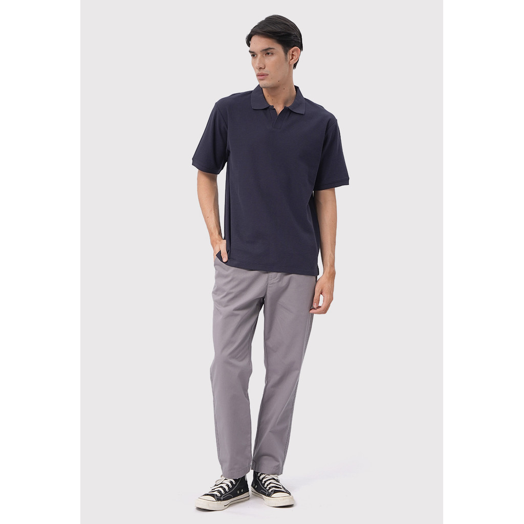 Jual Executive Short Sleeve Textured Polo Shirt Navy | Shopee Indonesia