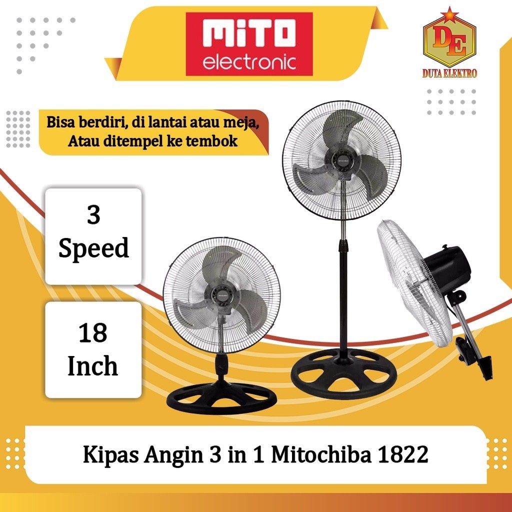 Jual Kipas Angin 3 in 1 Mito 1822 Tegak Dinding Duduk Mitochiba | Shopee Indonesia