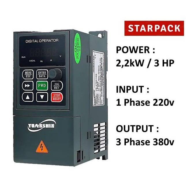 Jual Inverter VFD Yuanshin V9 2,2W/ 3HP Input 1Phase 220V Output 3Ph 380V | Shopee Indonesia