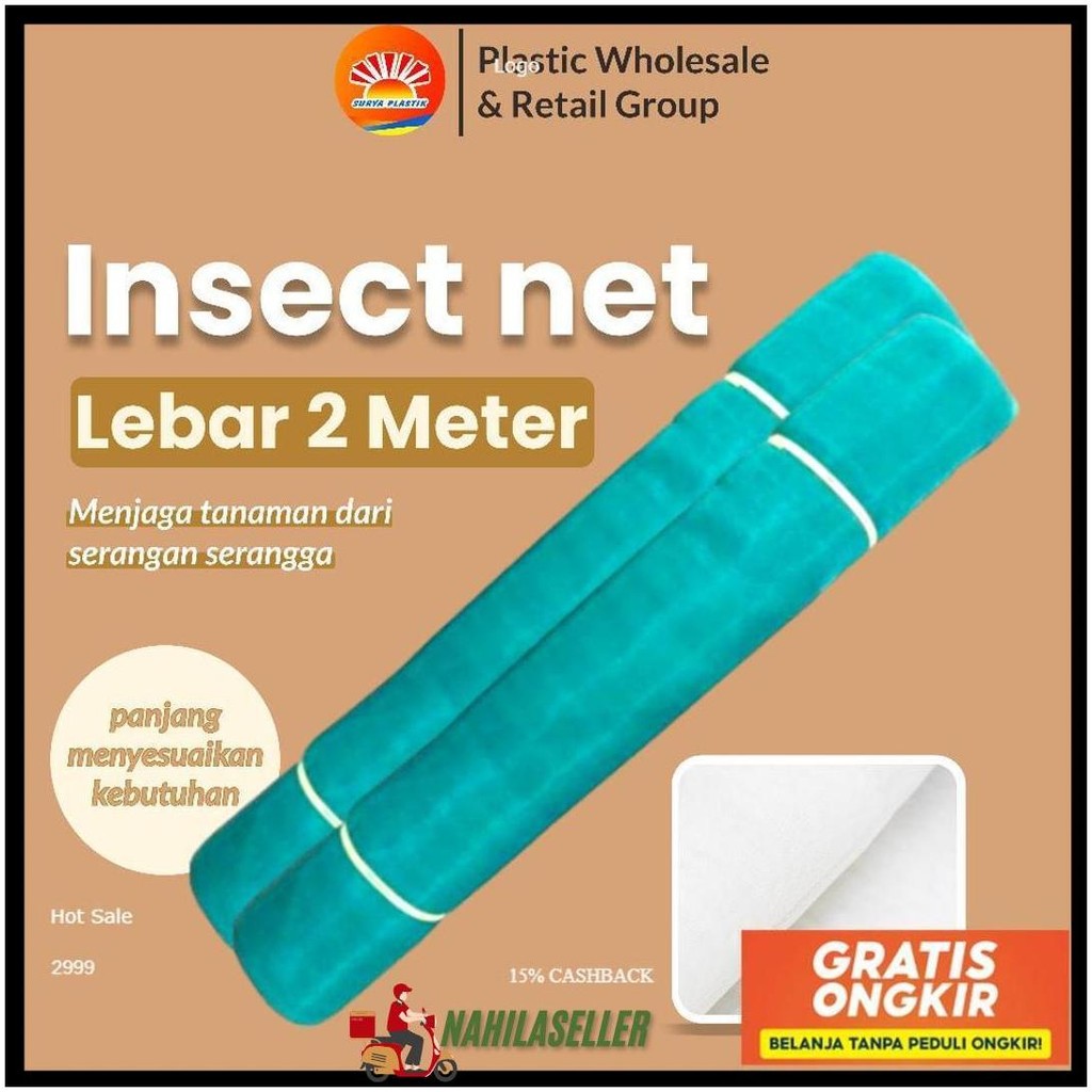 Jual Jaring Insect Net Kasa Bsf Lebar 2 Meter ( Putih & Hijau ) Tanpa ...