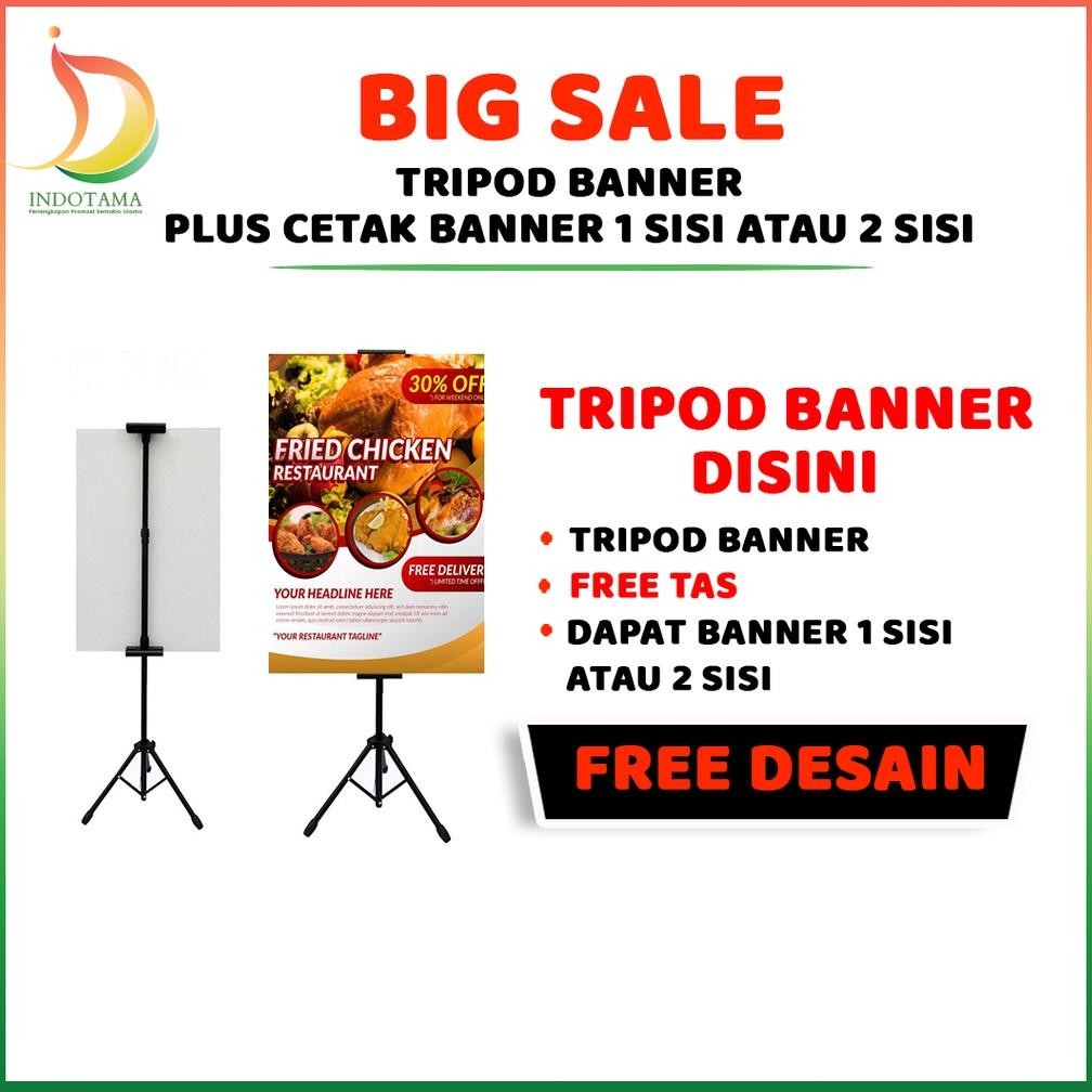 Jual READYYY>> TRIPOD BANNER STAND BANNER PLUS CETAK FLEXI BANNER (1 METER) 1 SISI / 2 SISI ...