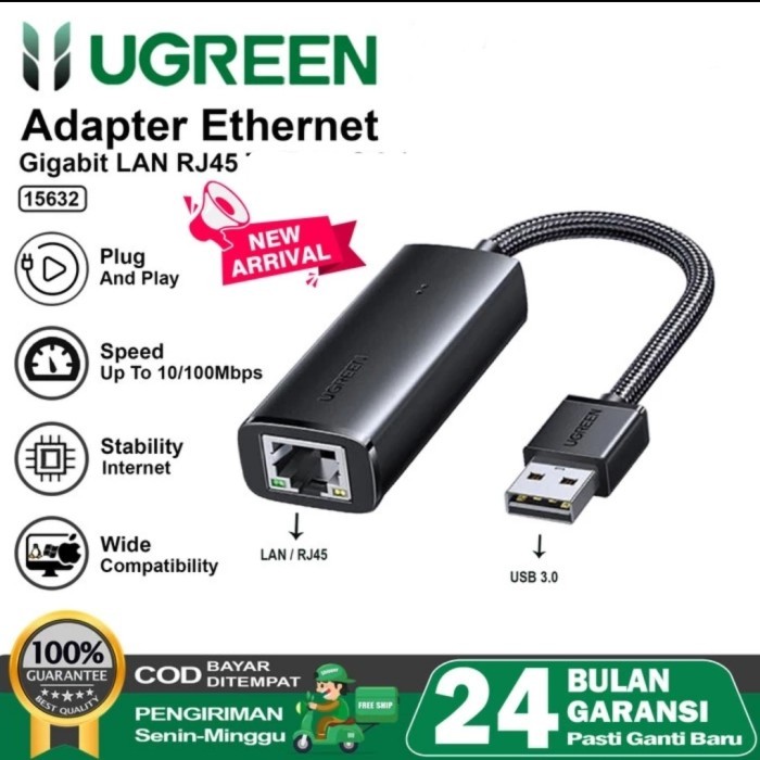 Jual Ugreen Usb Lan Card Ethernet Adapter 100/1000Mbps - Ugreen Lan To ...