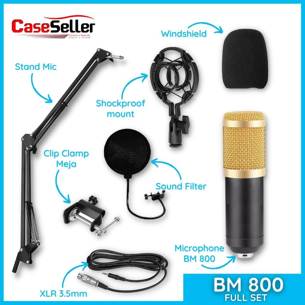 Jual Mic BM 800 Full Paket recording Microphone Condenser Live ...