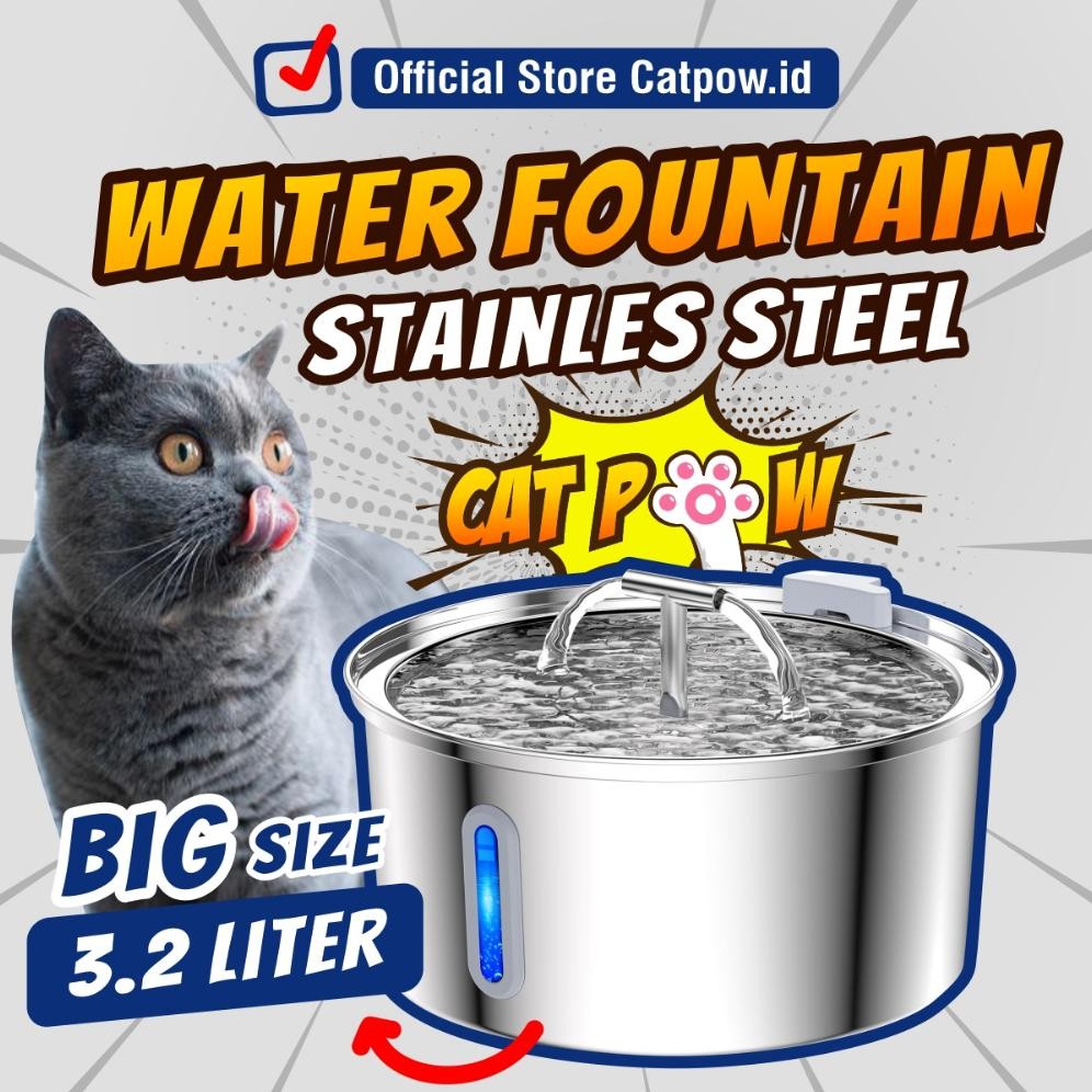 Jual POW Water Fountain Stainless Steel Tempat num Kucing Air Mancur ...