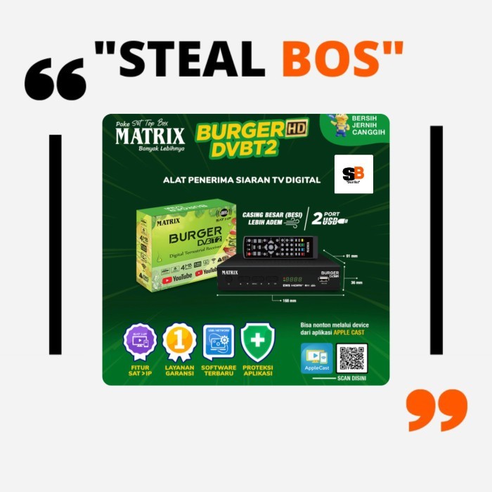 Jual set top box DVBT2 receiver matrix burger hijau/stb matrix burger ...