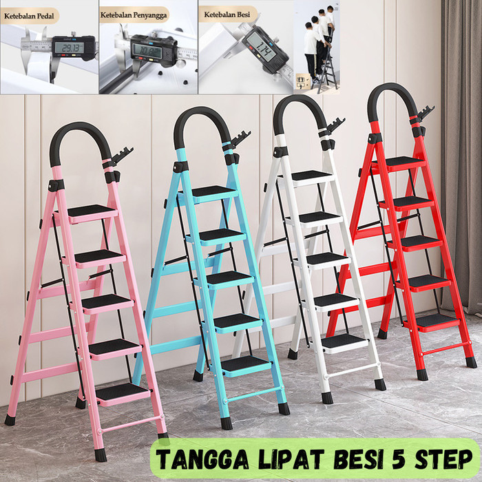 Jual Tangga Lipat Besi 5 Step Estetik Aesthetic Ladder Tangga Lebar ...