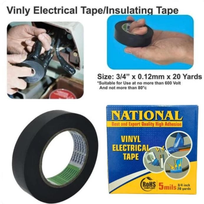 Jual Discount Isolasi Listrik National Hitam 3/4 " Inci 20 Yard Selotip ...
