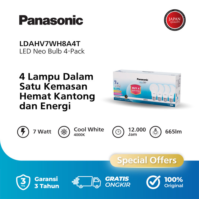 Jual Panasonic LED Neo Bulb 4 Pack 9 Watt - Cool White | Shopee Indonesia