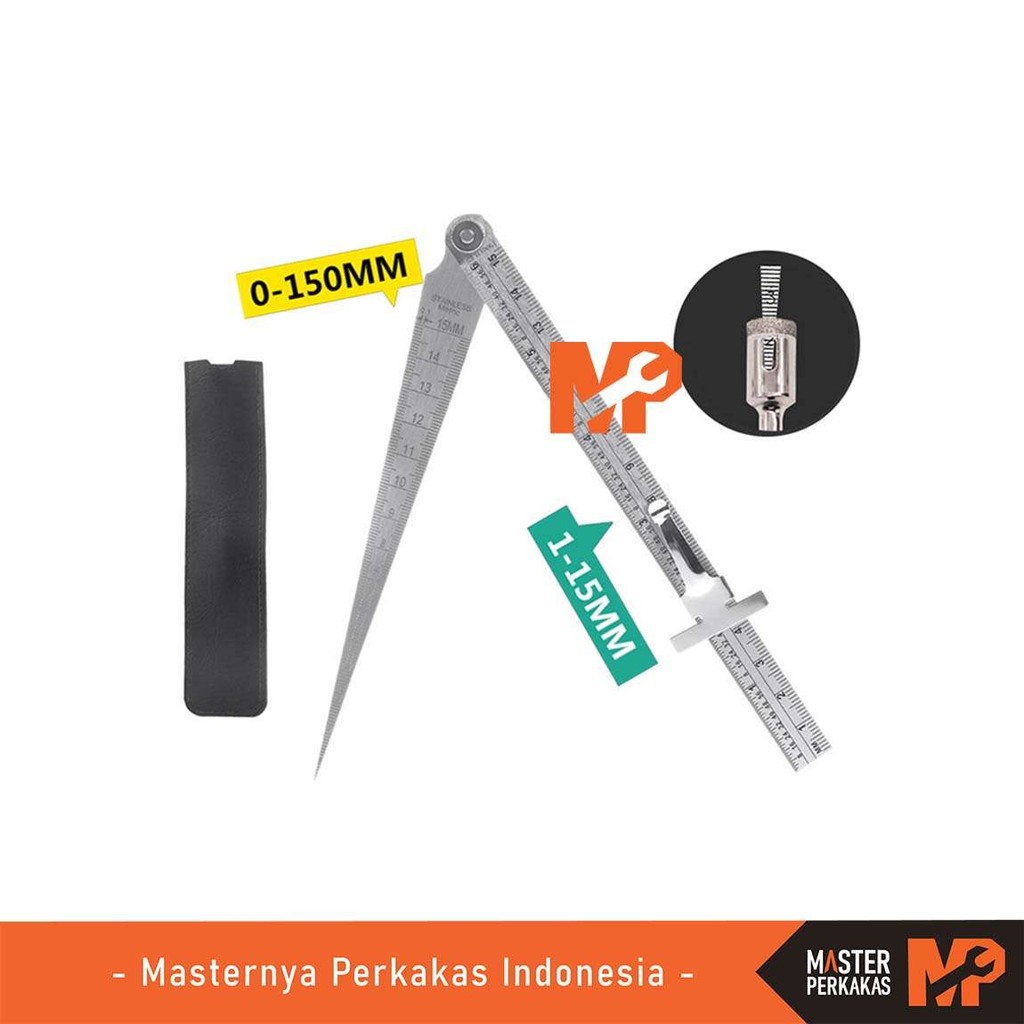 Jual MP Taper Welding Gauge 0-150mm AI53 / Feeler Penggaris Celah Baja ...