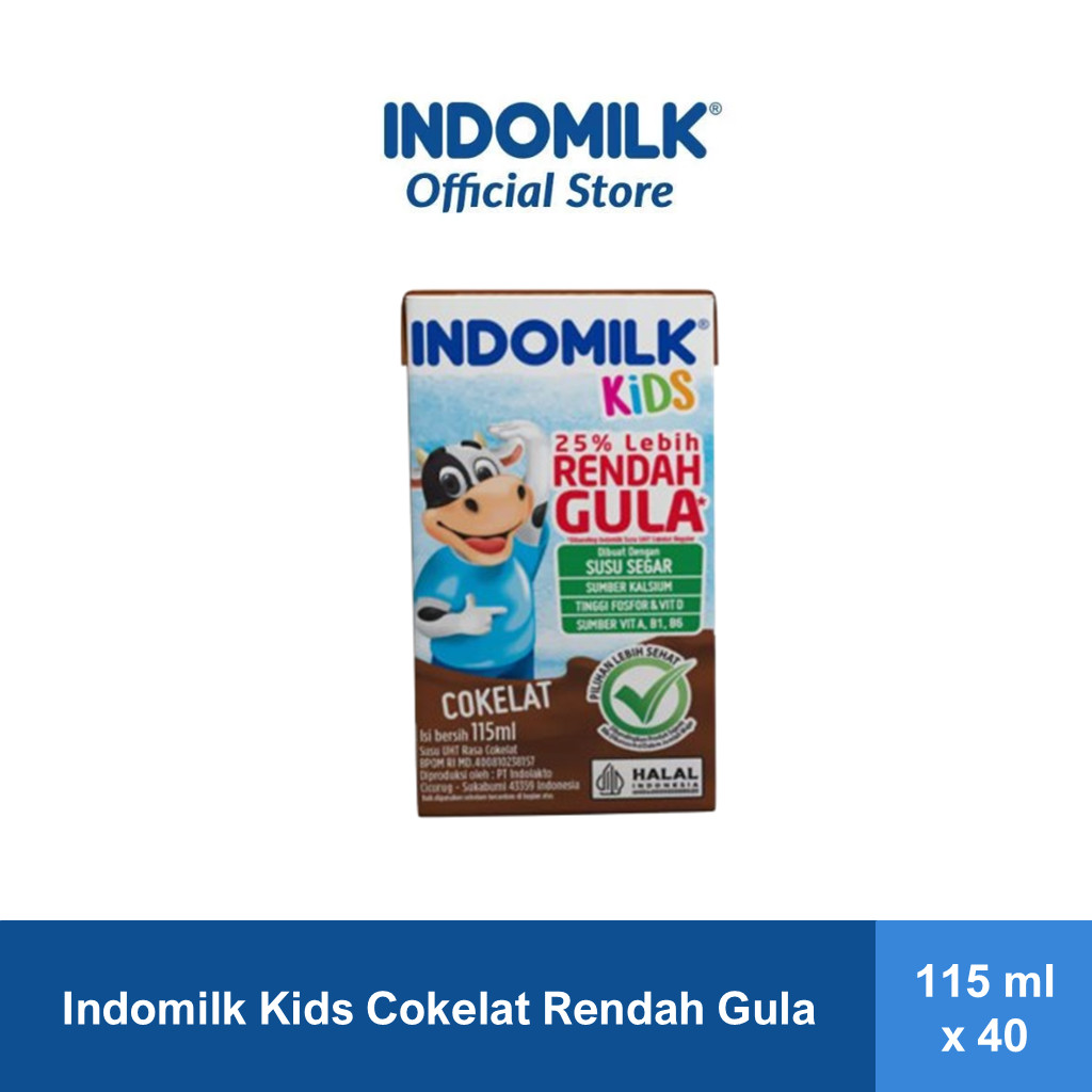 Jual Indomilk Kids Cokelat Rendah Gula UHT 115ml x40 [1 Karton] | Shopee Indonesia