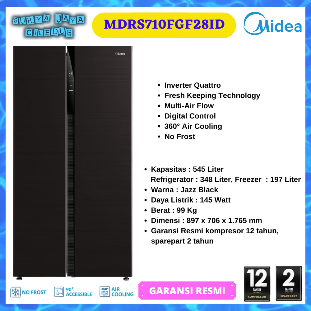 Jual KULKAS MIDEA SIDE BY SIDE MDRS710FGF28ID INVERTER JABODETABEK ...