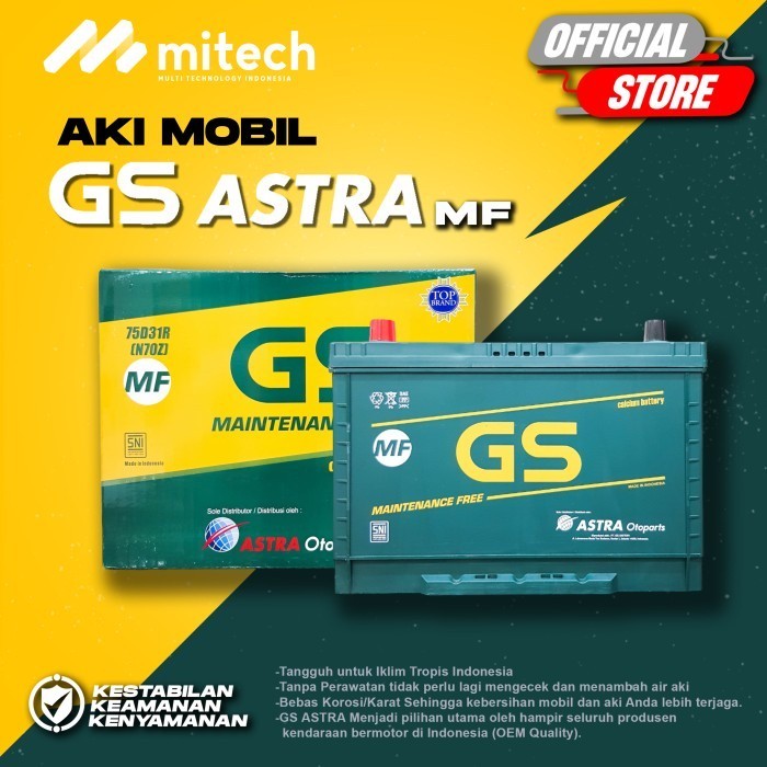 Jual GS MF Astra Aki Kering Mobil Toyota Hi Ace Diesel N70Z / 75D31R - 12V / 75Ah | Shopee Indonesia