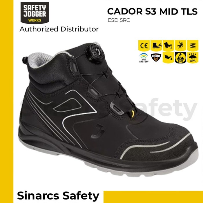 Jual Sepatu Safety Jogger CADOR S3 Mid TLS - Black / Hitam | Shopee ...