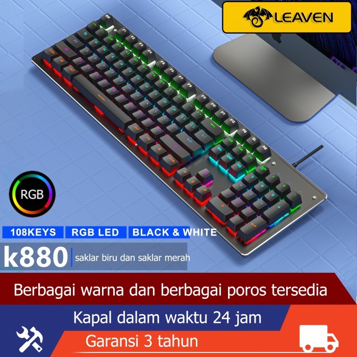 Jual Promo!! Leaven K880 Pc Keyboard Mechanical Gaming Rgb Usb Outemu ...