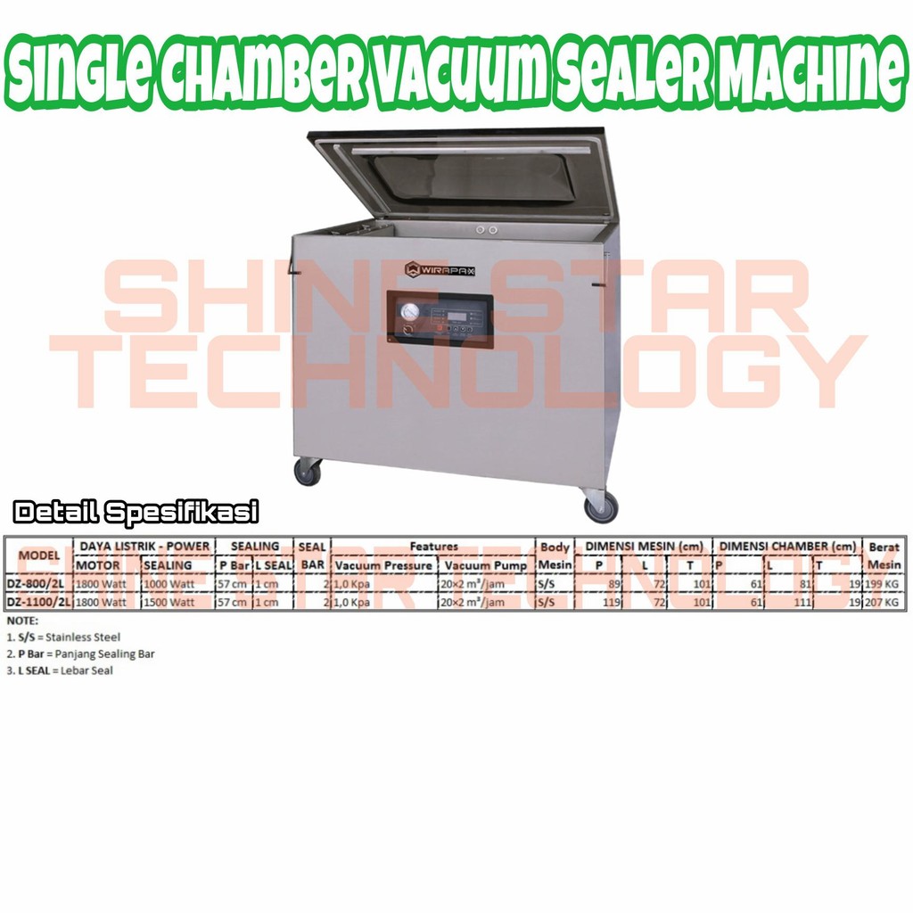 Jual HEAVYDUTY SINGLE CHAMBER VACUUM SEALER MACHINE DZ-800/2L DZ-1100 ...