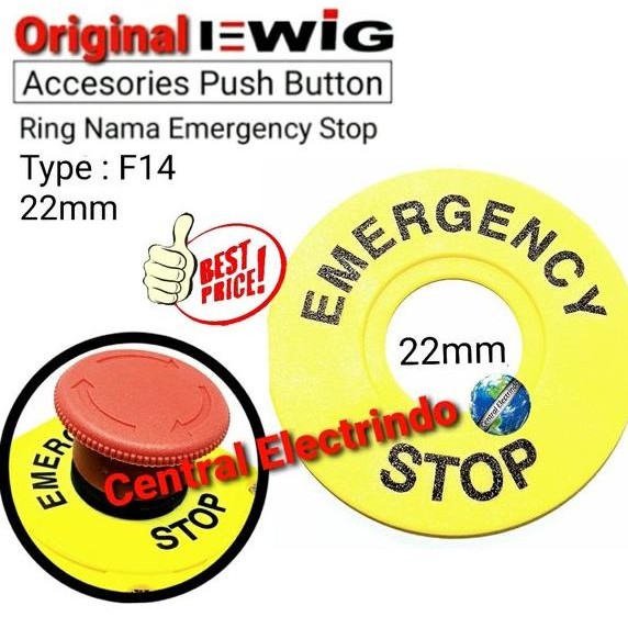 Jual Ring Nama Push Button Emergency EWIG F14 22mm. | Shopee Indonesia