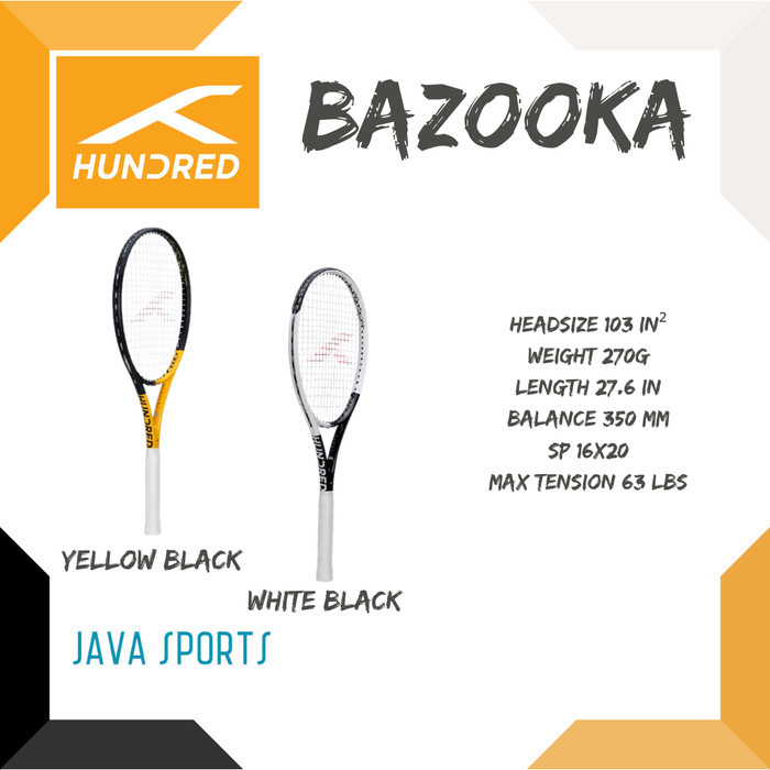 Jual Raket Tenis Hundred Bazooka Original Tennis Racket Fused Graphite ...
